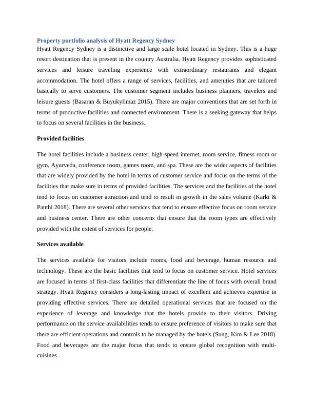 Analyzing Hyatt Regency Sydney's Property Portfolio