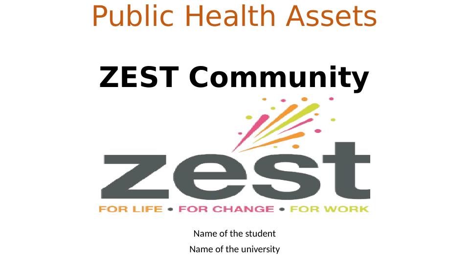 Public Health Assets and ZEST Community - Desklib