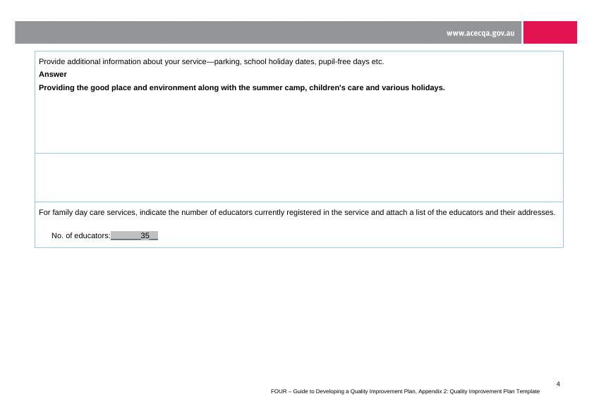 Quality Improvement Plan Template For ACECQA Desklib