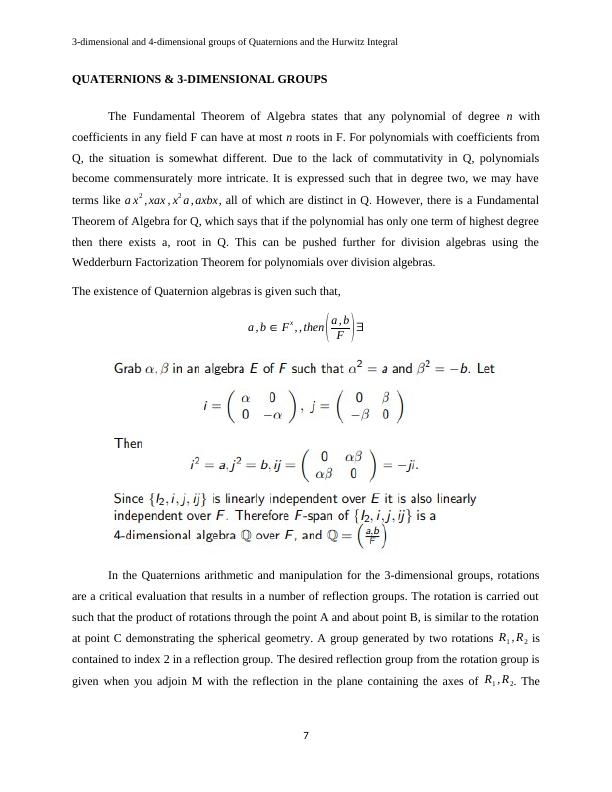 3D and 4D Quaternions: Reflections and Rotations | Math Assignment