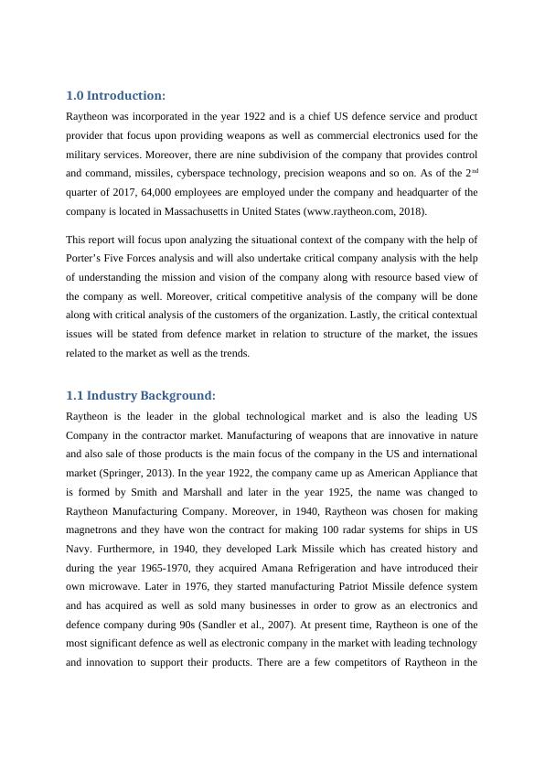 Raytheon Company Strategic Marketing Evaluation