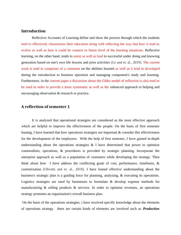 Reflective Accounts of Learning: A Reflection of Semester 1 and Semester 2