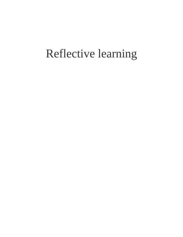 Reflective Learning: E-Portfolio-CPD Plan/SWOT Analysis