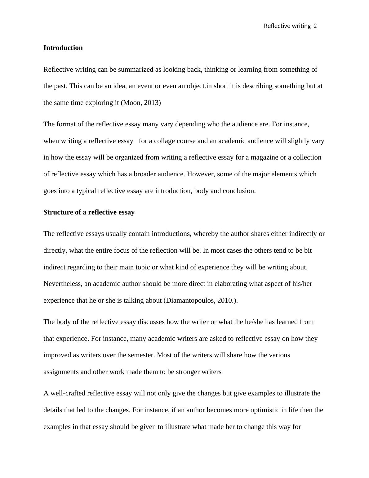 Reflective Essay: Exploring Experiences and Reflections