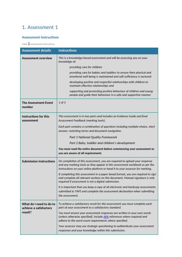 Assessment Instructions and Framework for Relationships and Care | Desklib