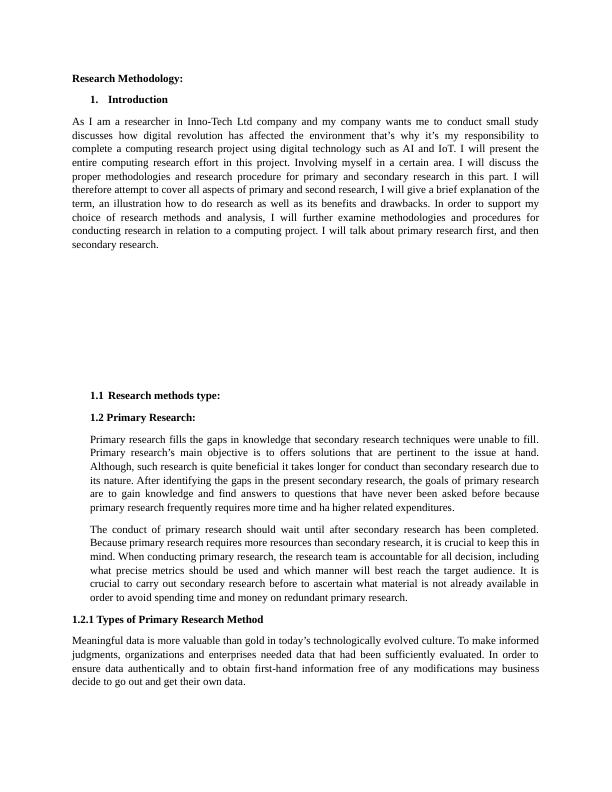 Inno-Tech Ltd: Computing Project Research Methodology