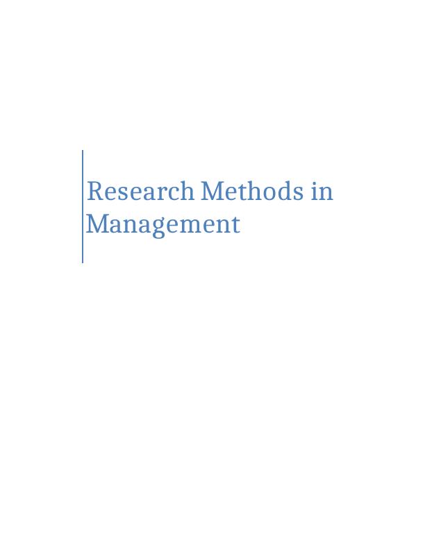 Research Methods in Management - Desklib