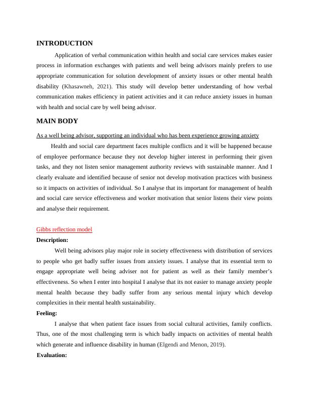 Role play of communication Reflection
