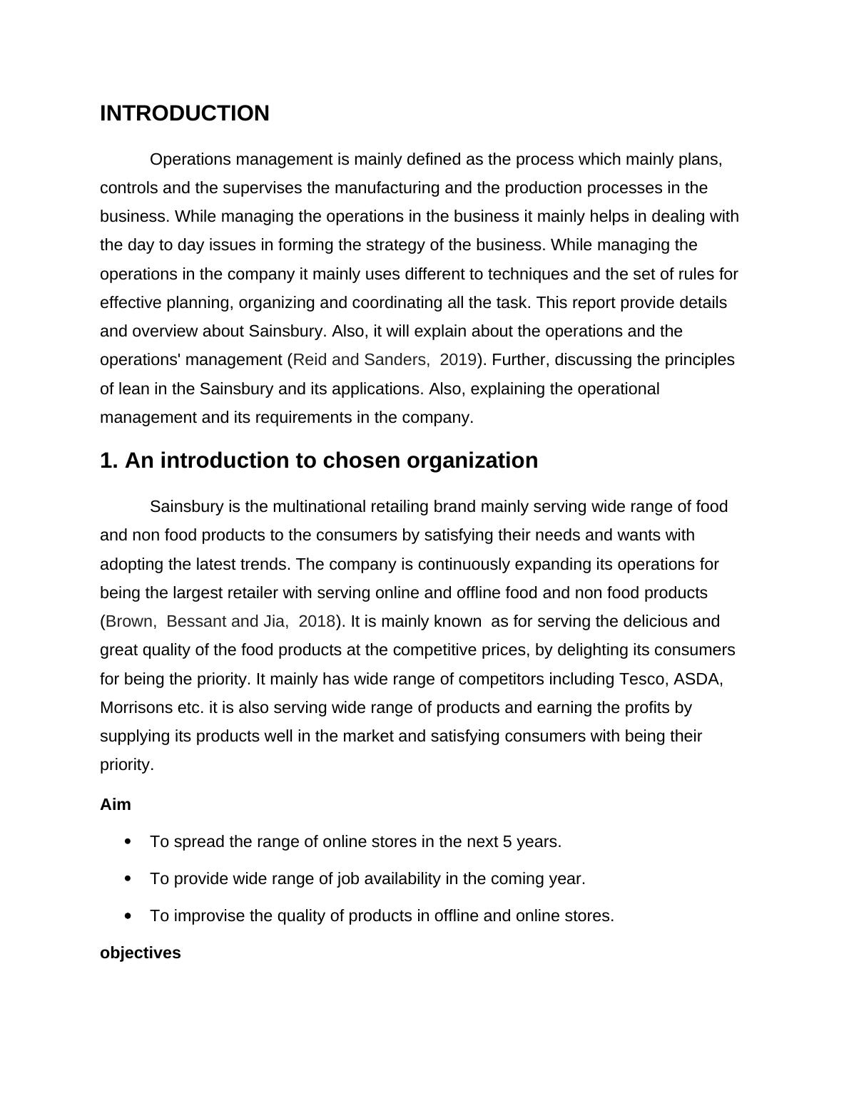 Review and Critique of Operations Management in Sainsbury | Desklib