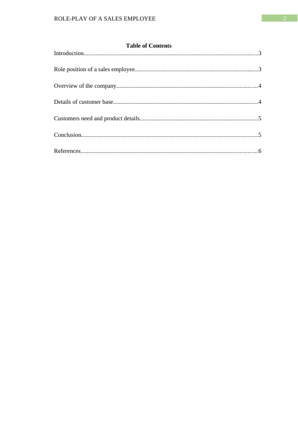 Role-Play of a Sales Employee - Desklib