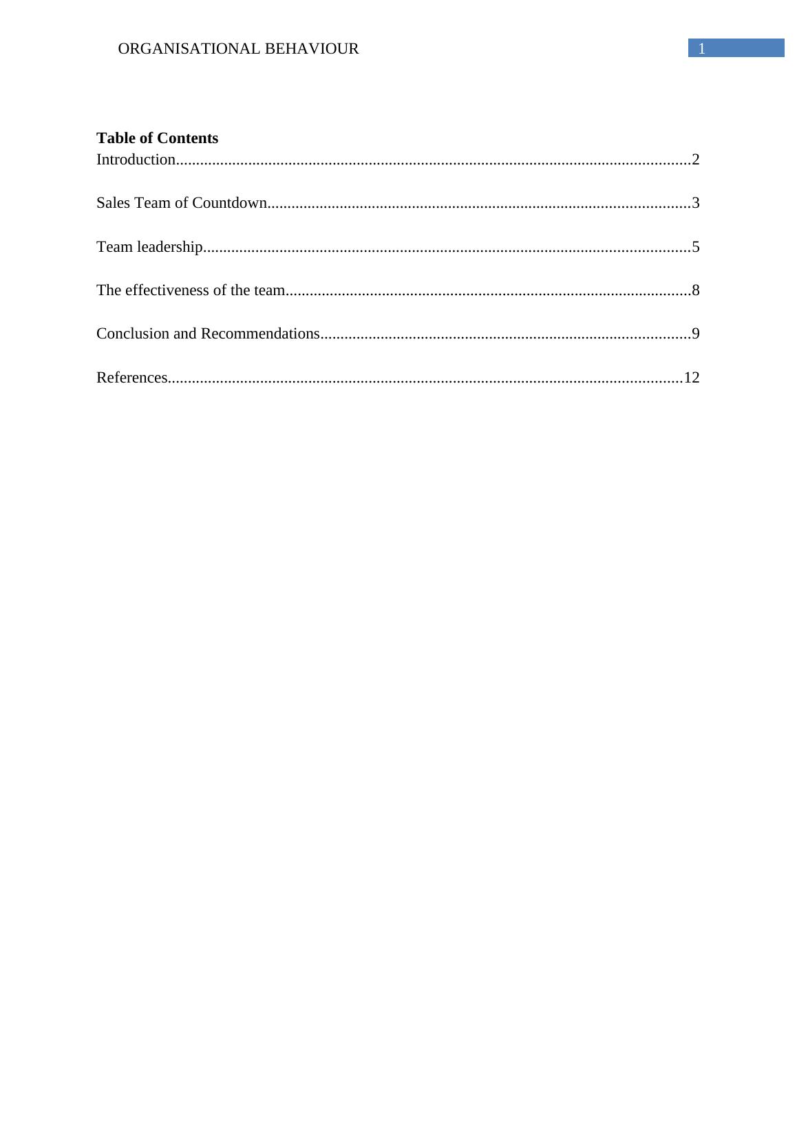 Organizational Behavior of Sales Team at Countdown