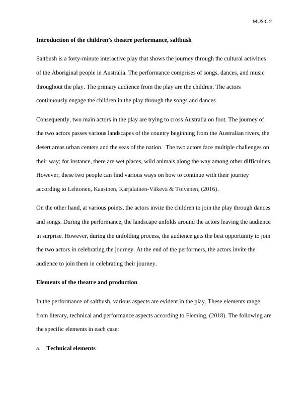 Saltbush: An Interactive Children's Theatre Performance