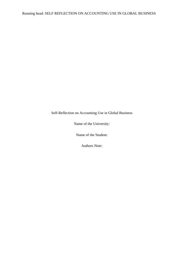 Self-Reflection on Accounting Use in Global Business