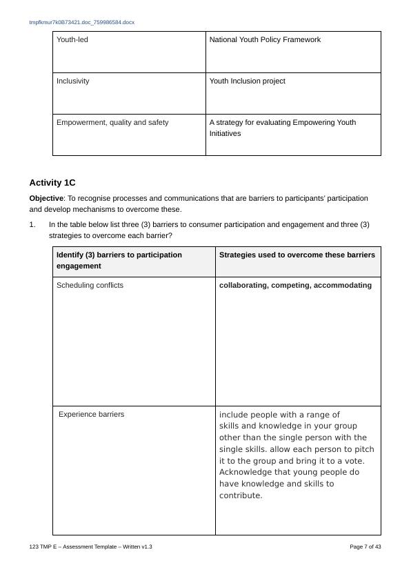 Workbook Activities for CHCCCS007 Develop and Implement Service Programs