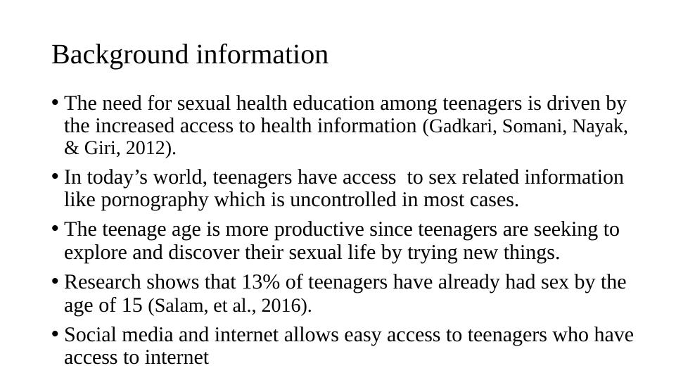 Take Control of Your Sexual Health: A Promotion for Teenagers