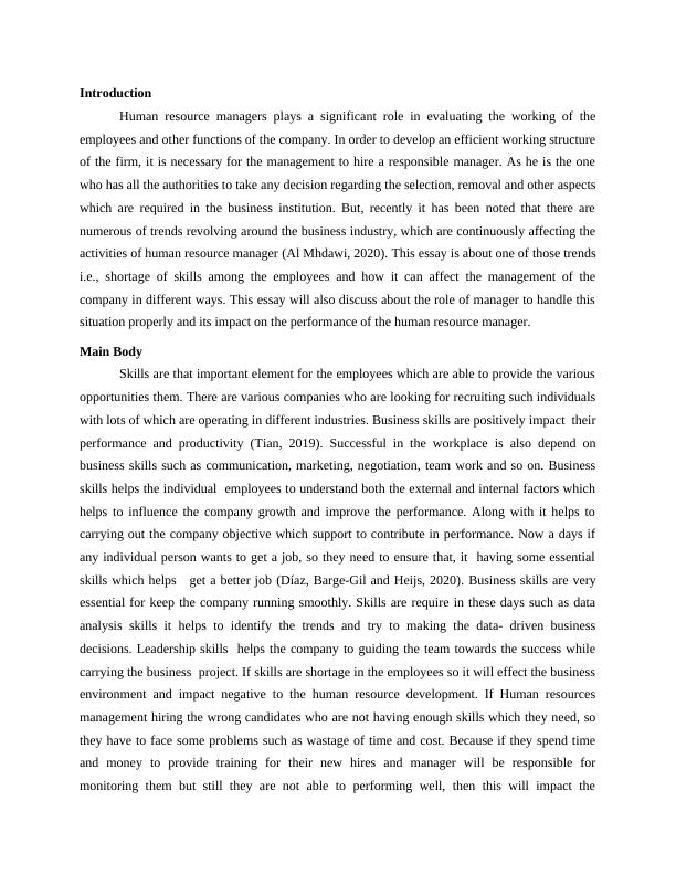 Shortage of Skills among Employees: Impact on HR Management