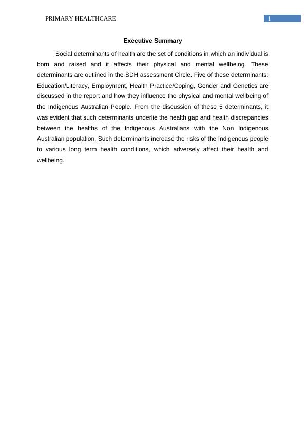 CDU: Social Determinants of Indigenous Health Disparities