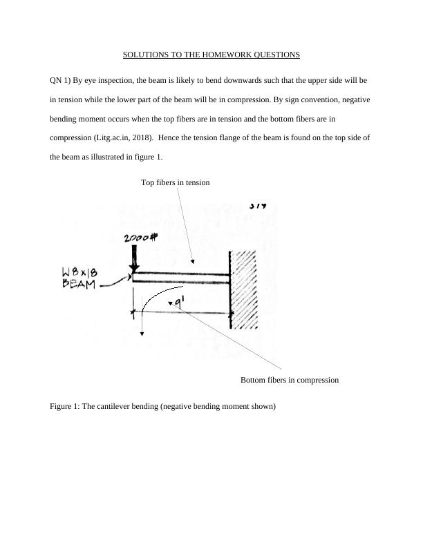 Solutions to Homework Questions on Shear Force and Bending Moment Diagrams