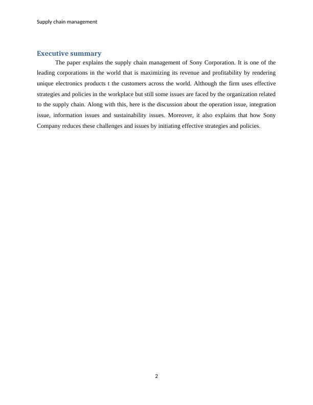 Analysis of Supply Chain Management at Sony Corporation