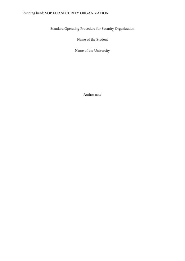 SOP for Security Organization - Desklib