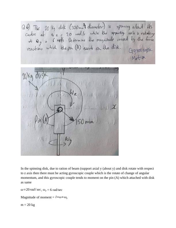 Mass Moment of Inertia and Gyroscopic Couple Calculation in Spinning Disk