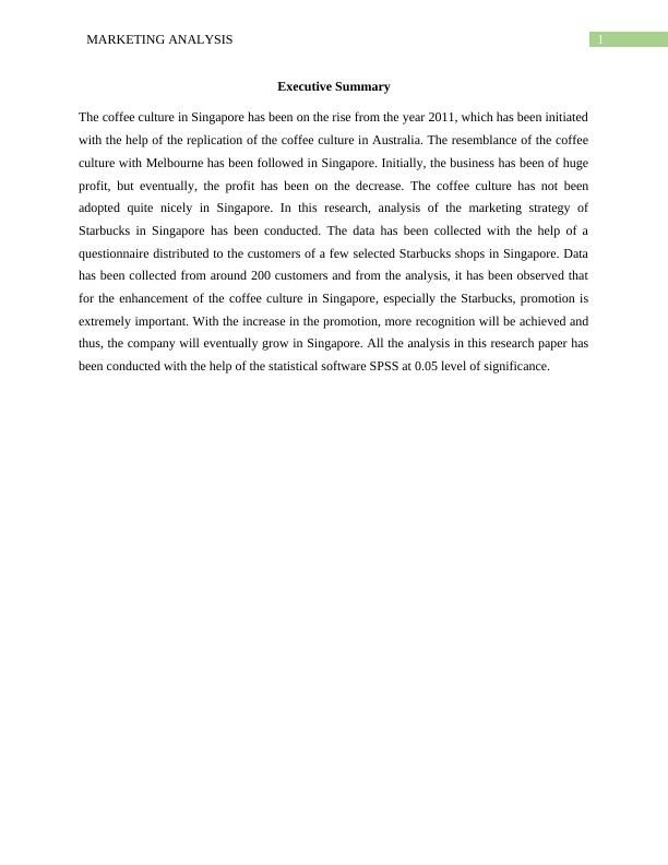 Marketing Analysis: Starbucks Consumer Behavior in Singapore