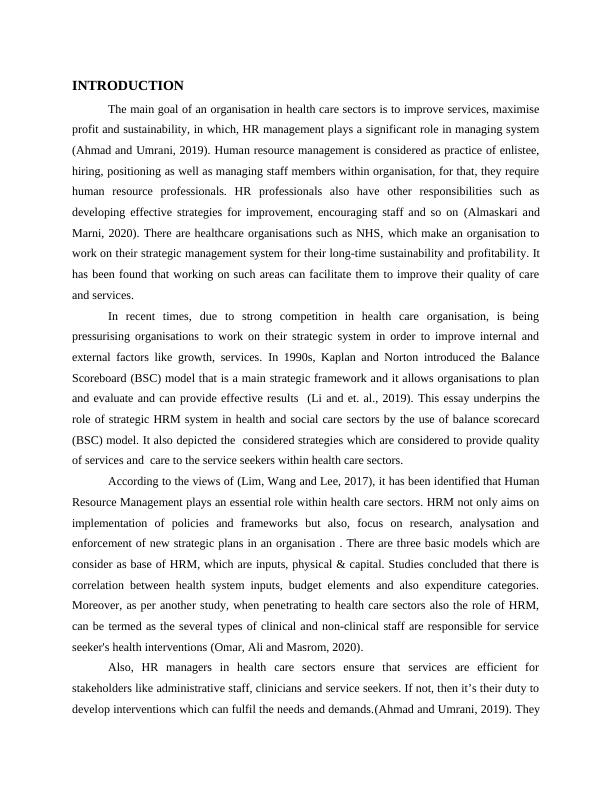 HRM Strategies: Applying Balanced Scorecard in Healthcare