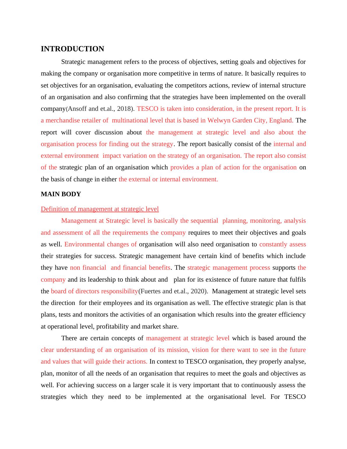 Strategic Management Individual Report | Desklib