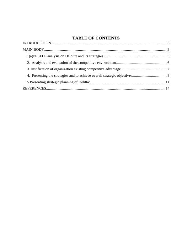 Deloitte Strategic Management Plan & Business Growth