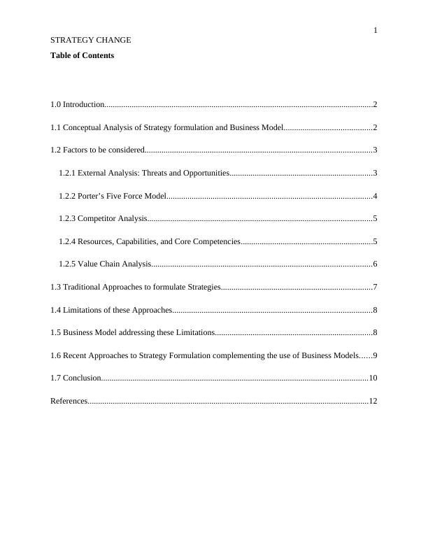 Significance of Business Model in Strategy Change - Desklib