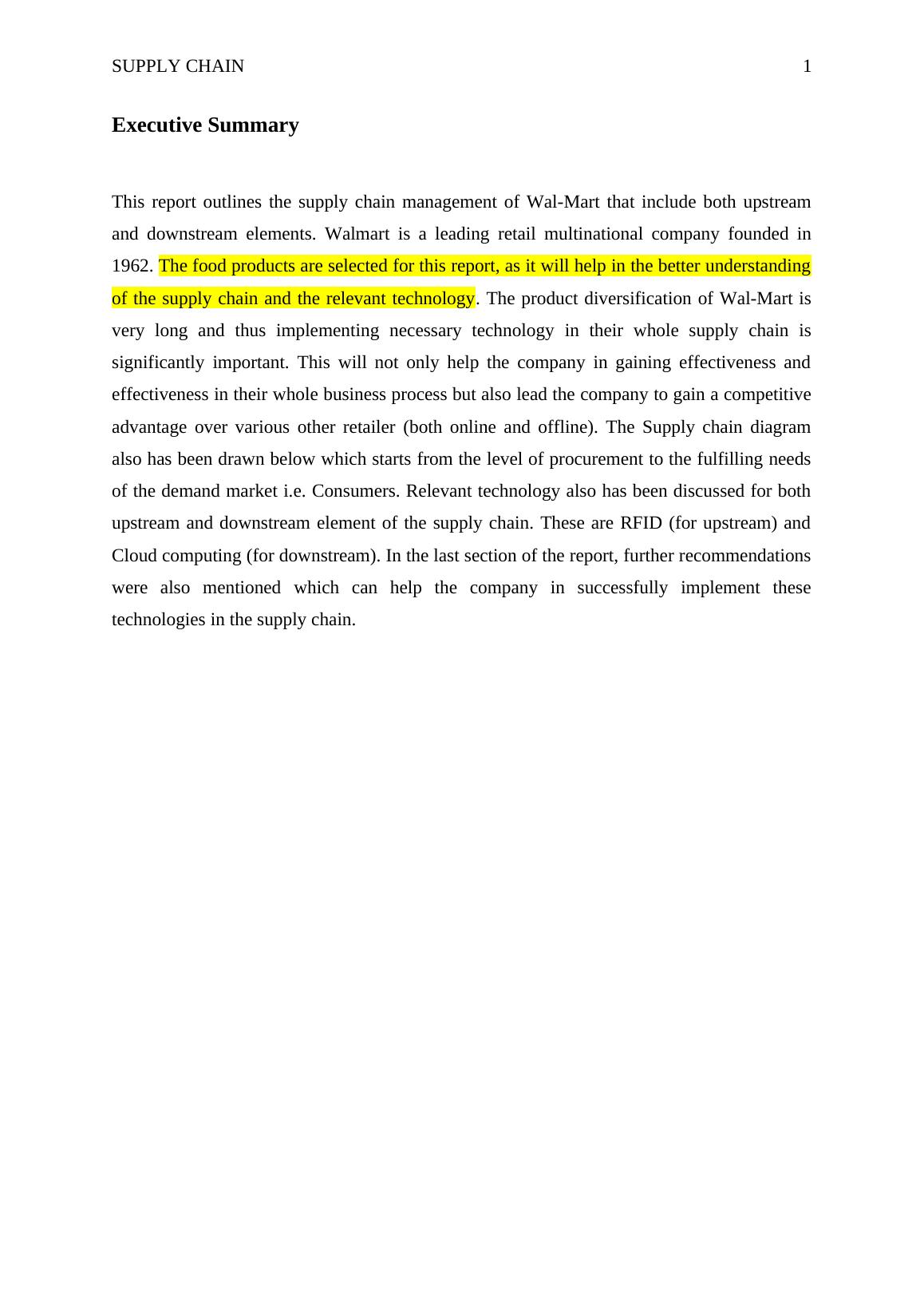 Supply Chain Management: Wal-Mart Case Study Analysis