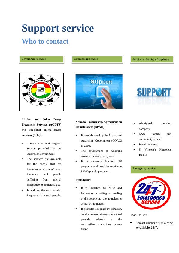 Australia: Support Services for Homeless with Mental Health