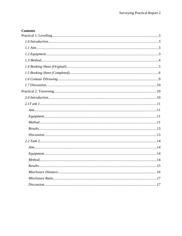 Construction Technology: Surveying Practical Report