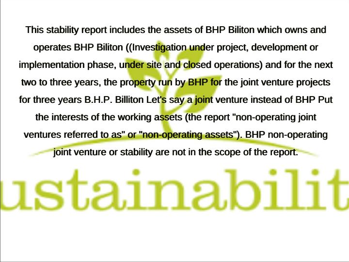 BHP Billiton's Sustainability Plan: Analysis Report