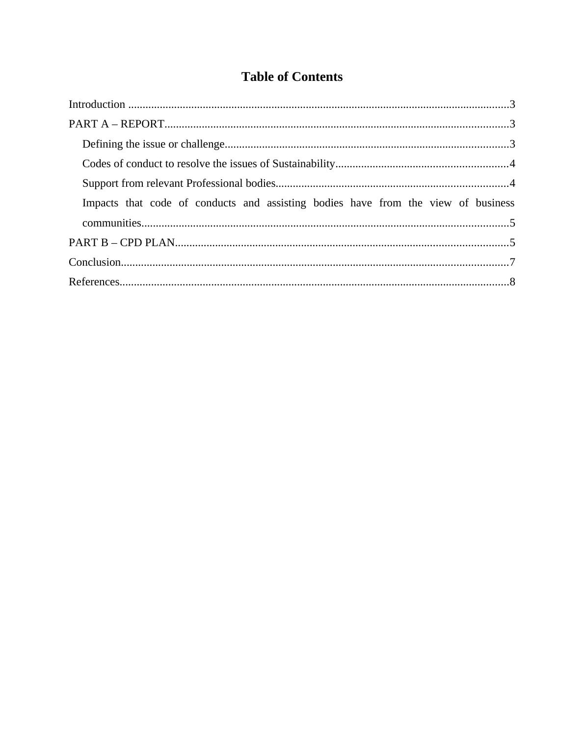 Professional Career: Sustainability and Code of Conduct