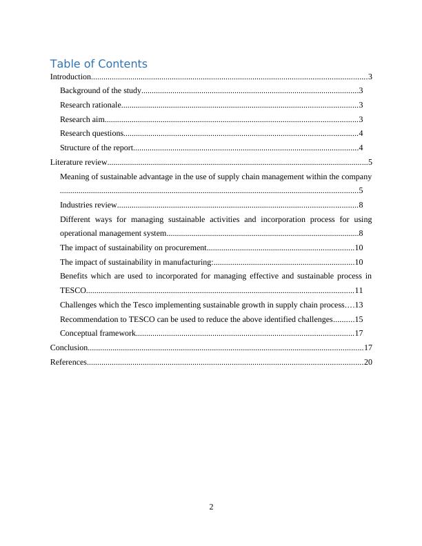 Sustainable Supply Chain Management in Tesco | Desklib