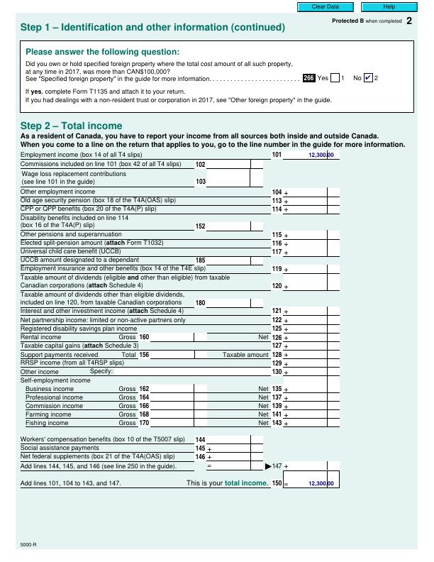 T1 GENERAL 2017 Income Tax and Benefit Return - Desklib