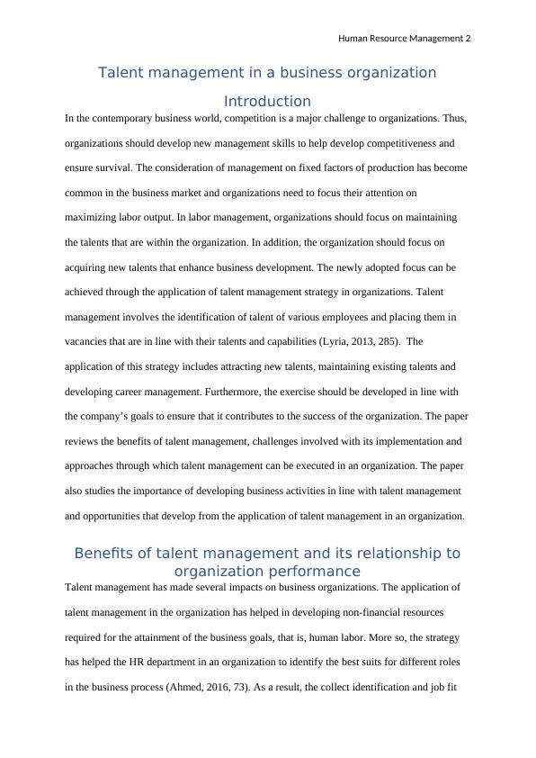 Talent Management: Strategy, Implementation, Performance