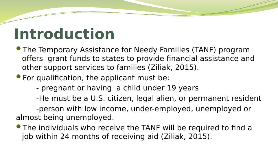 TANF: Temporary Assistance for Needy Families Program