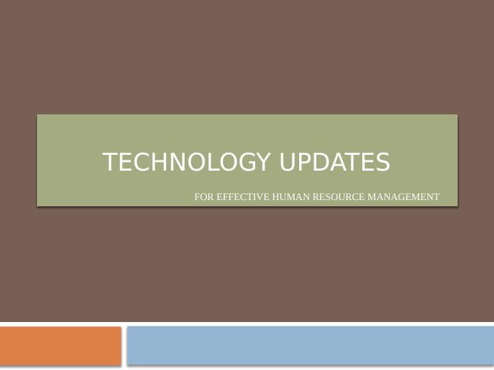 Technology Updates for Effective Human Resource Management