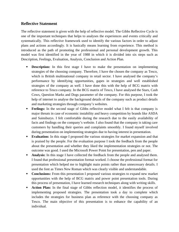 Tesco's Implementing Strategies: Reflective Analysis