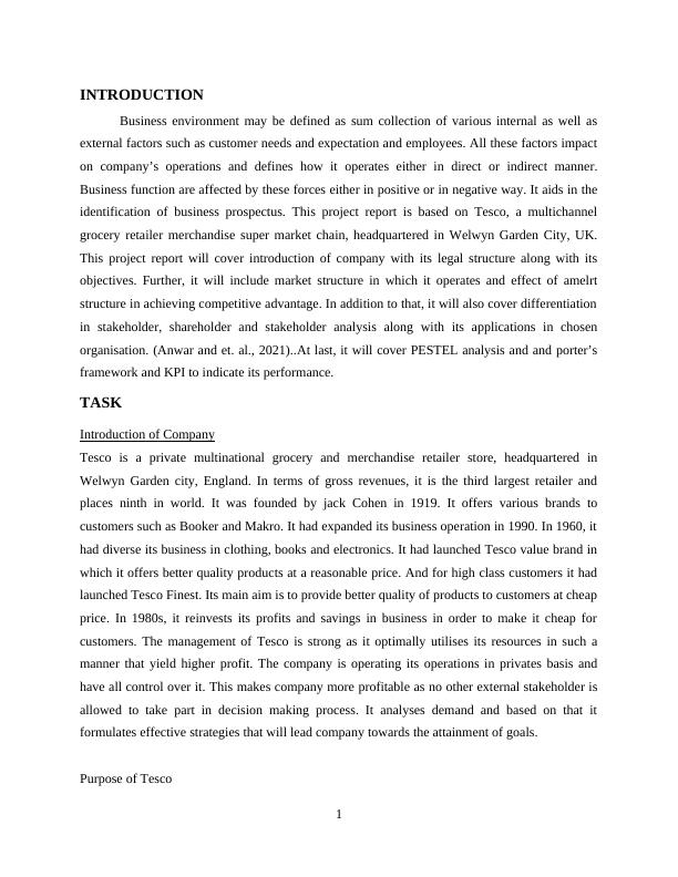 Understanding the Business Environment of Tesco: Implications of ...