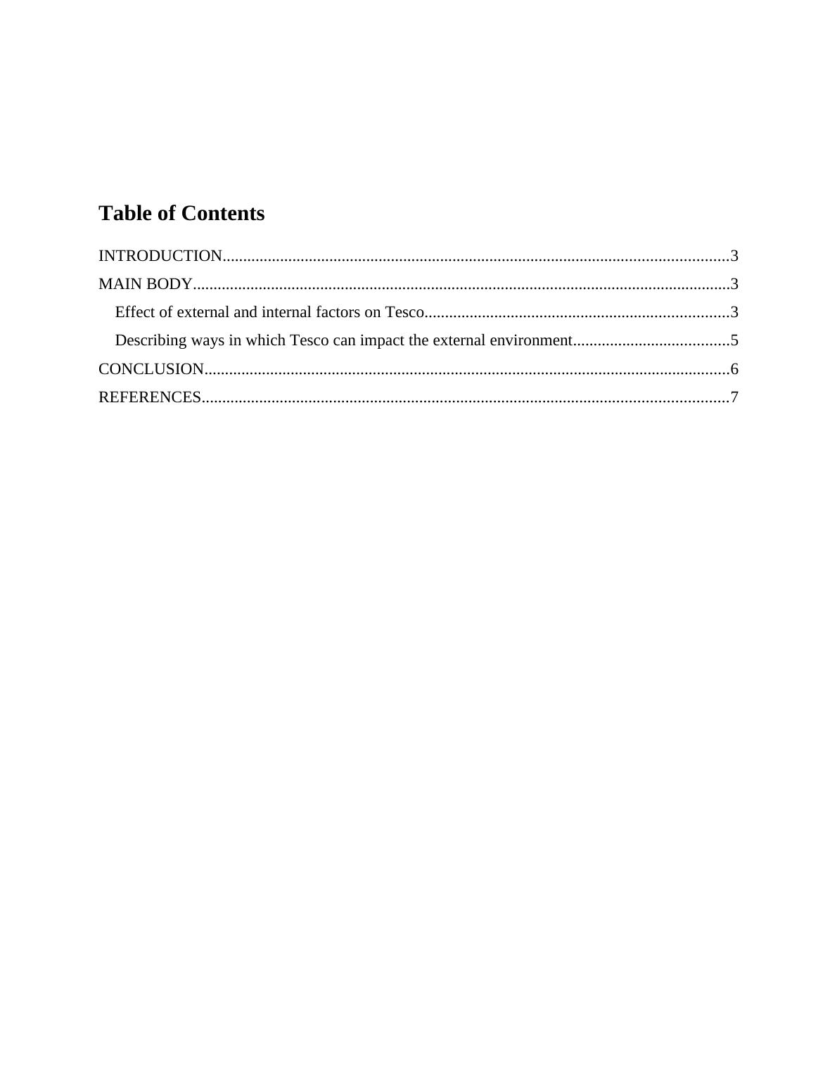 Impact of Internal and External Factors on Tesco - Desklib
