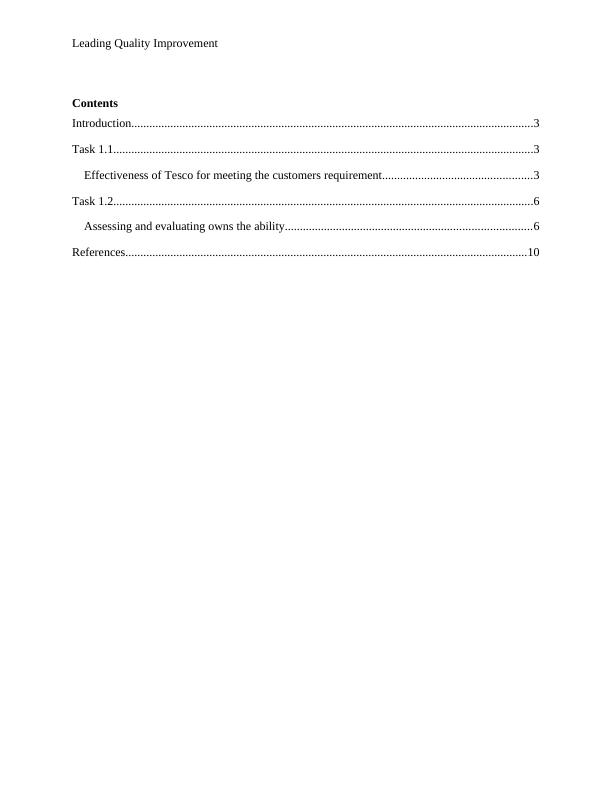 Tesco Quality Improvement: Leadership & Effectiveness