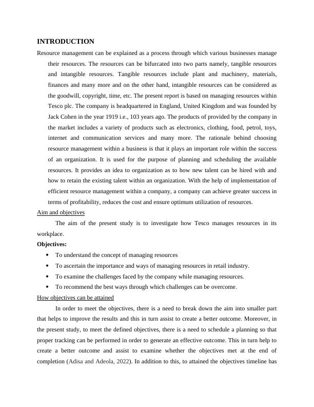 Managing Resources within Tesco plc: A Literature Review