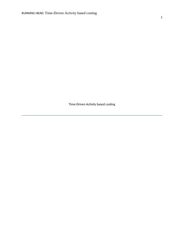 Suitability Of Time Driven Activity Based Costing For Wesfarmers Limited