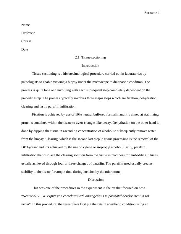 Tissue Sectioning for Biopsy Analysis | Desklib