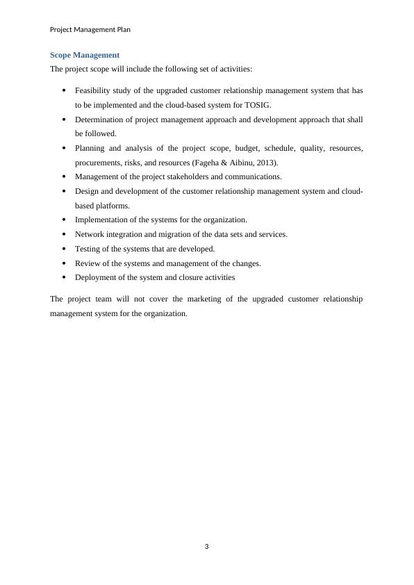 Project Management Plan for TOSIG | Desklib