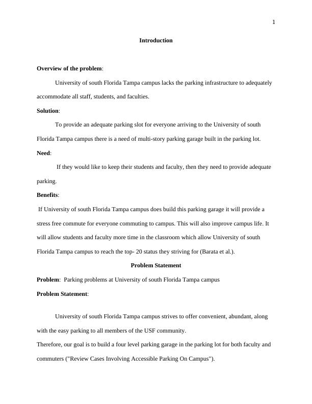 USF Tampa Parking Solutions: Garage Proposal Report