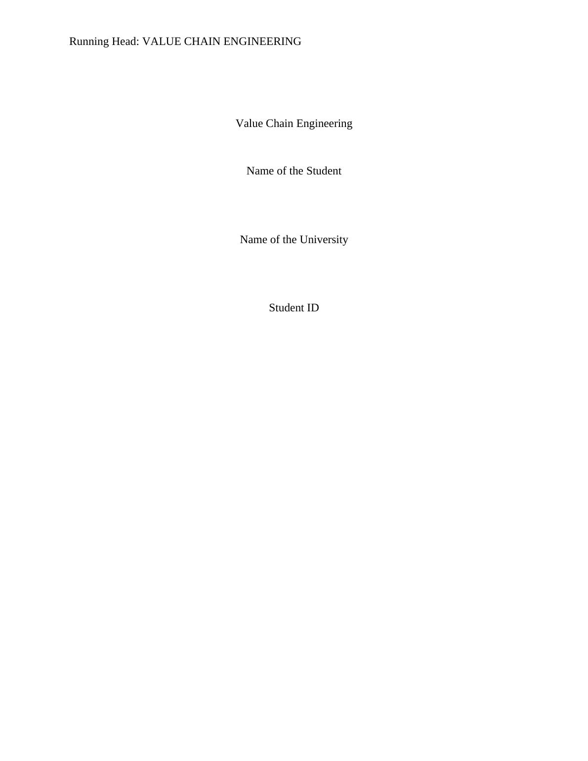 Value Chain Engineering - Desklib